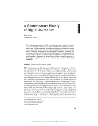 Scott 2005 A Contemporary History Of Digital Journalism | PDF