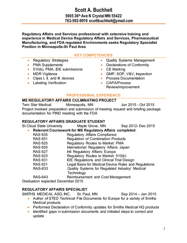 Scott Buchheit RA Specialist Resume | DOCX
