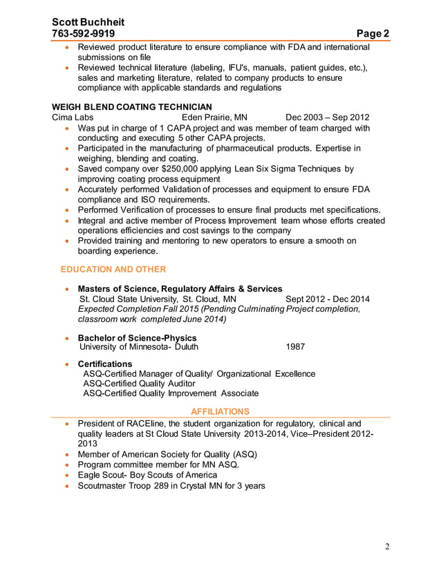 Scott Buchheit RA Specialist Resume | DOCX