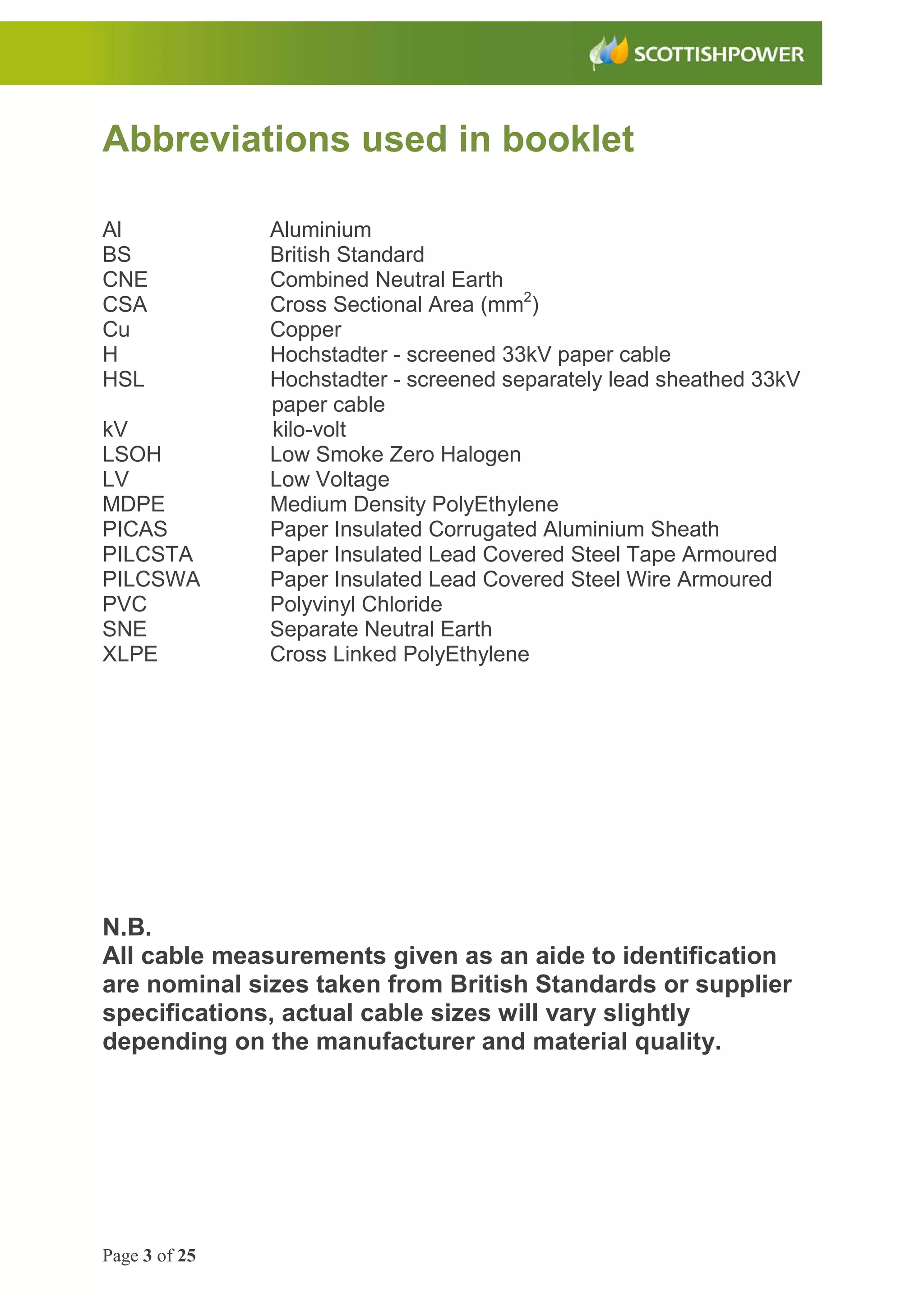 ScottishPower Distribution Cables & Equipment Metal Theft - Guidebook | PDF