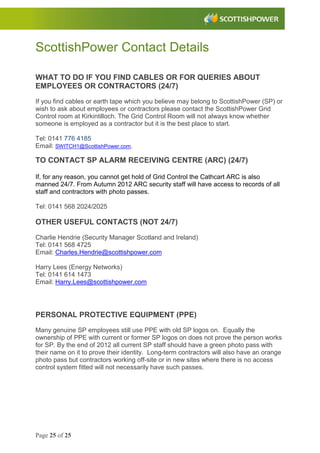 ScottishPower Distribution Cables & Equipment Metal Theft - Guidebook | PDF