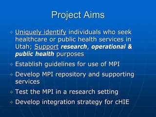 Utah's Statewide Master Person Index for Healthcare | PDF