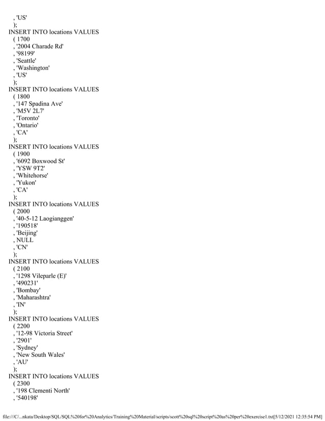 Scott sql script as per exercise1 | PDF
