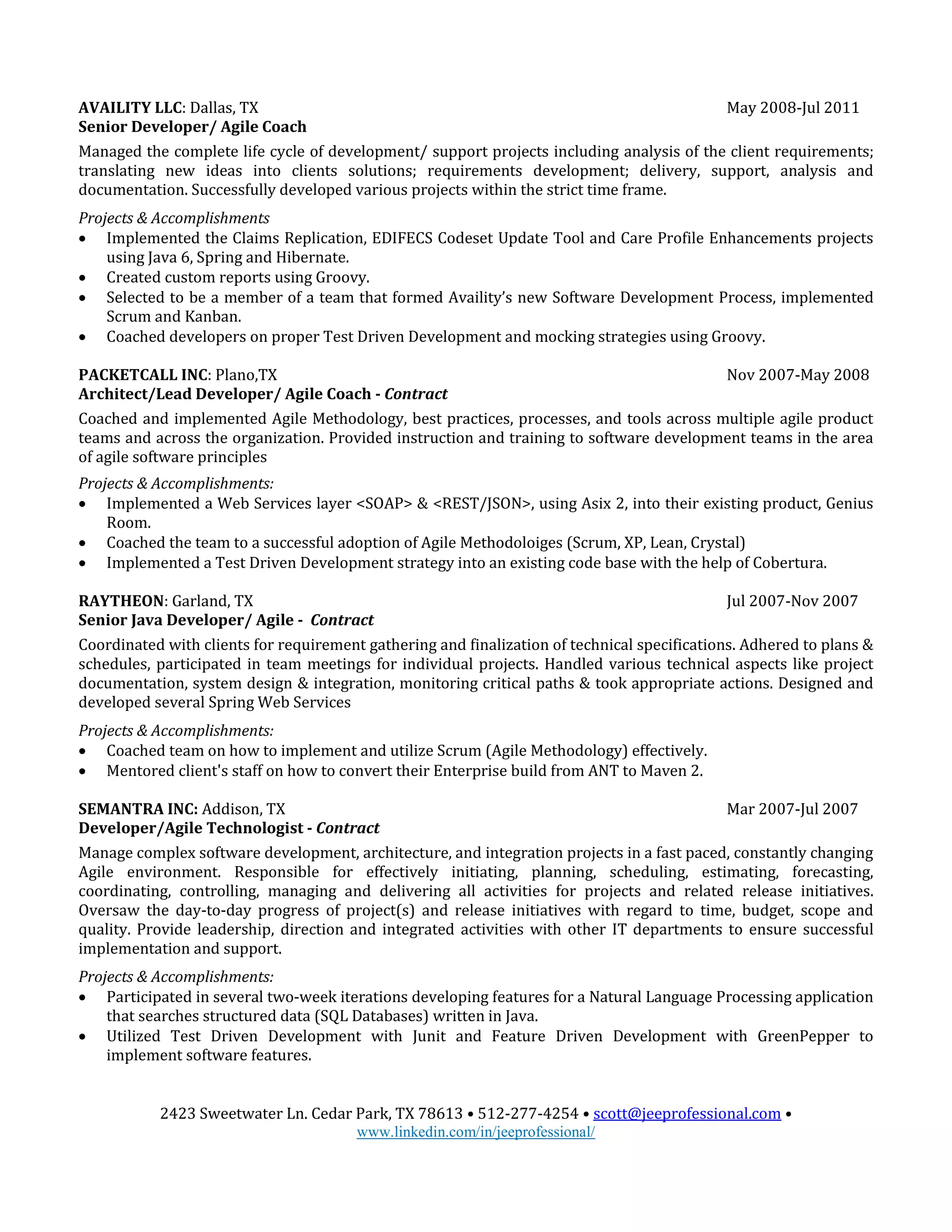 Scott Allen Williams Résumé - Senior Java Software Developer - Agile Technologist - 6-10-2014 | PDF