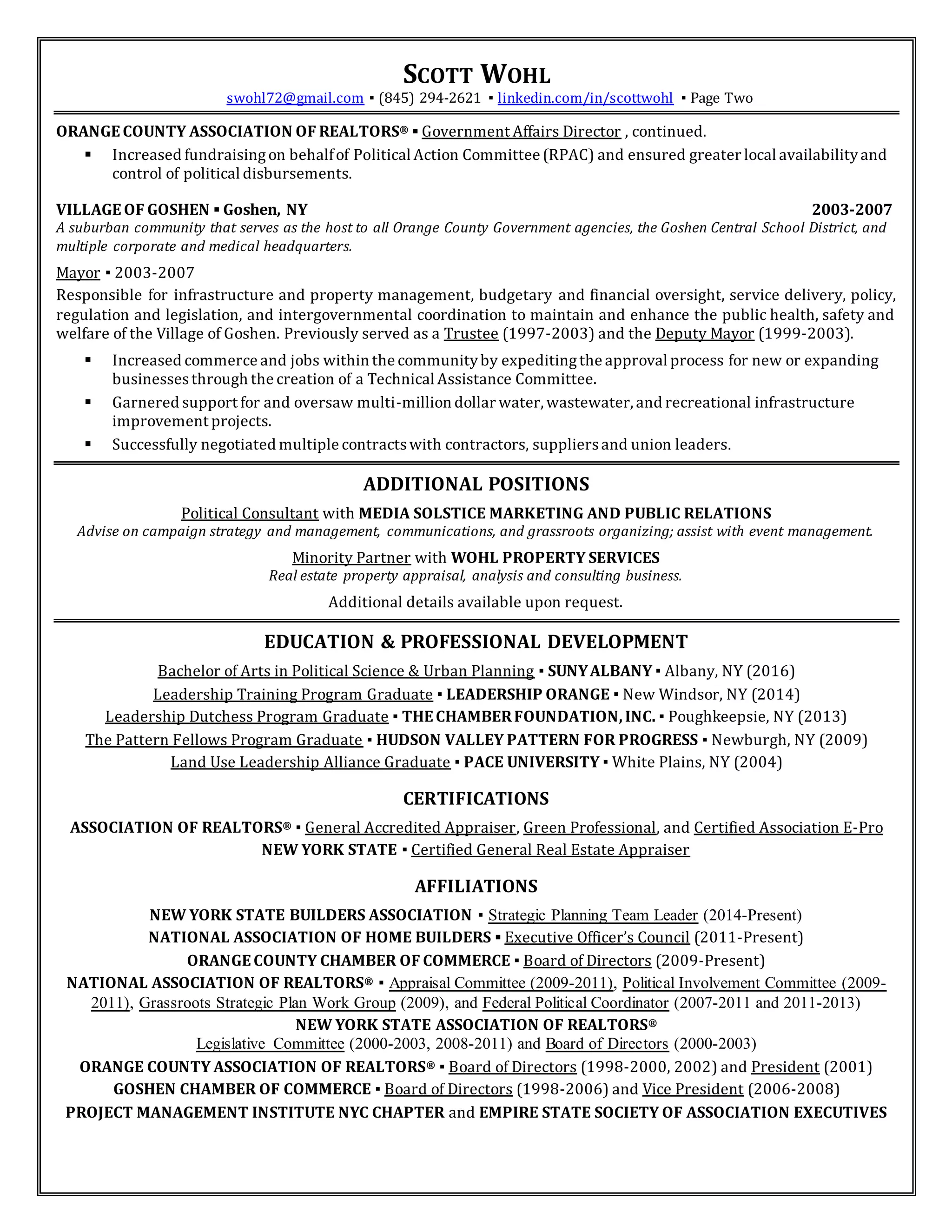 Scott Wohl Public & Government Affairs Professional | DOCX