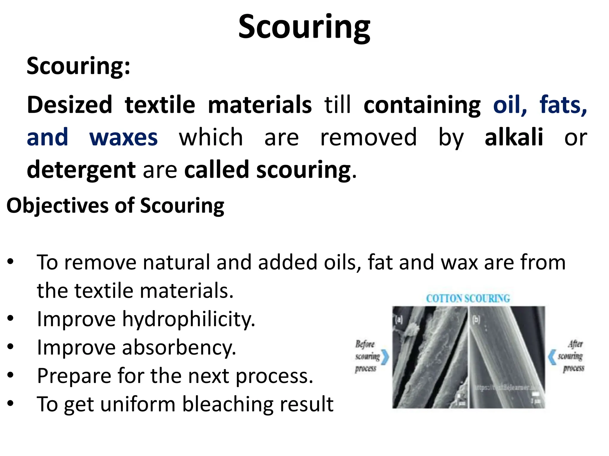 Scouring of cotton and wool fabric with effective scouring method | PPTX