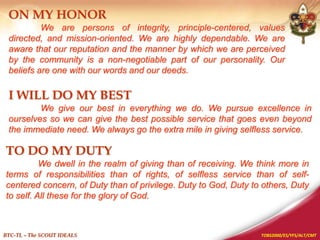 Scout-ideals and character development and learning new skills | PPTX