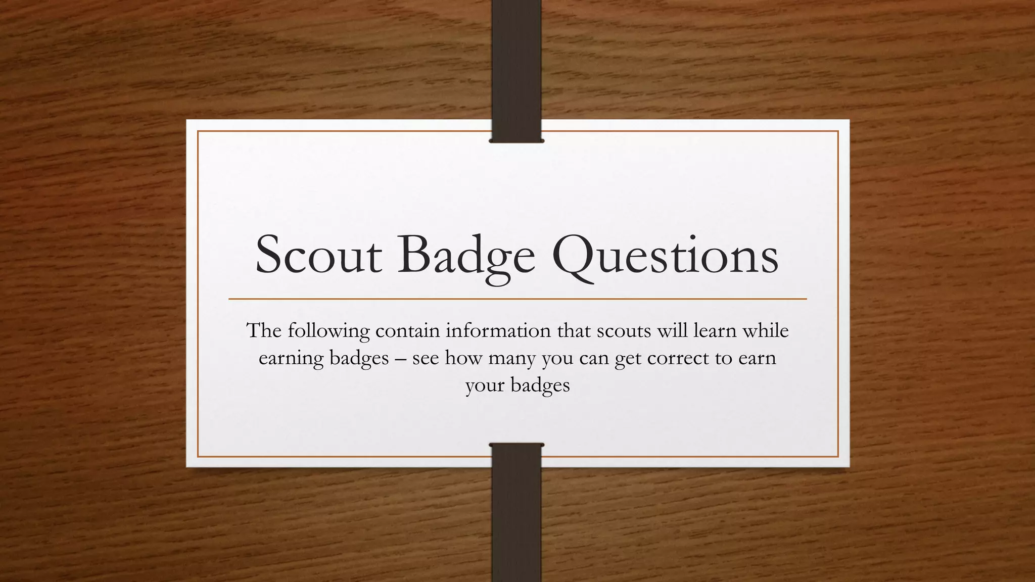 Scout badge questions | PPT