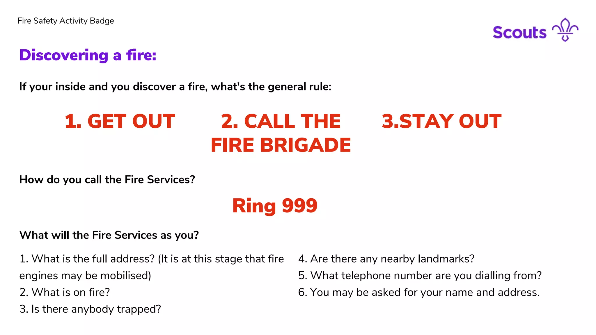 Scouts Fire Safety Badge | PPTX