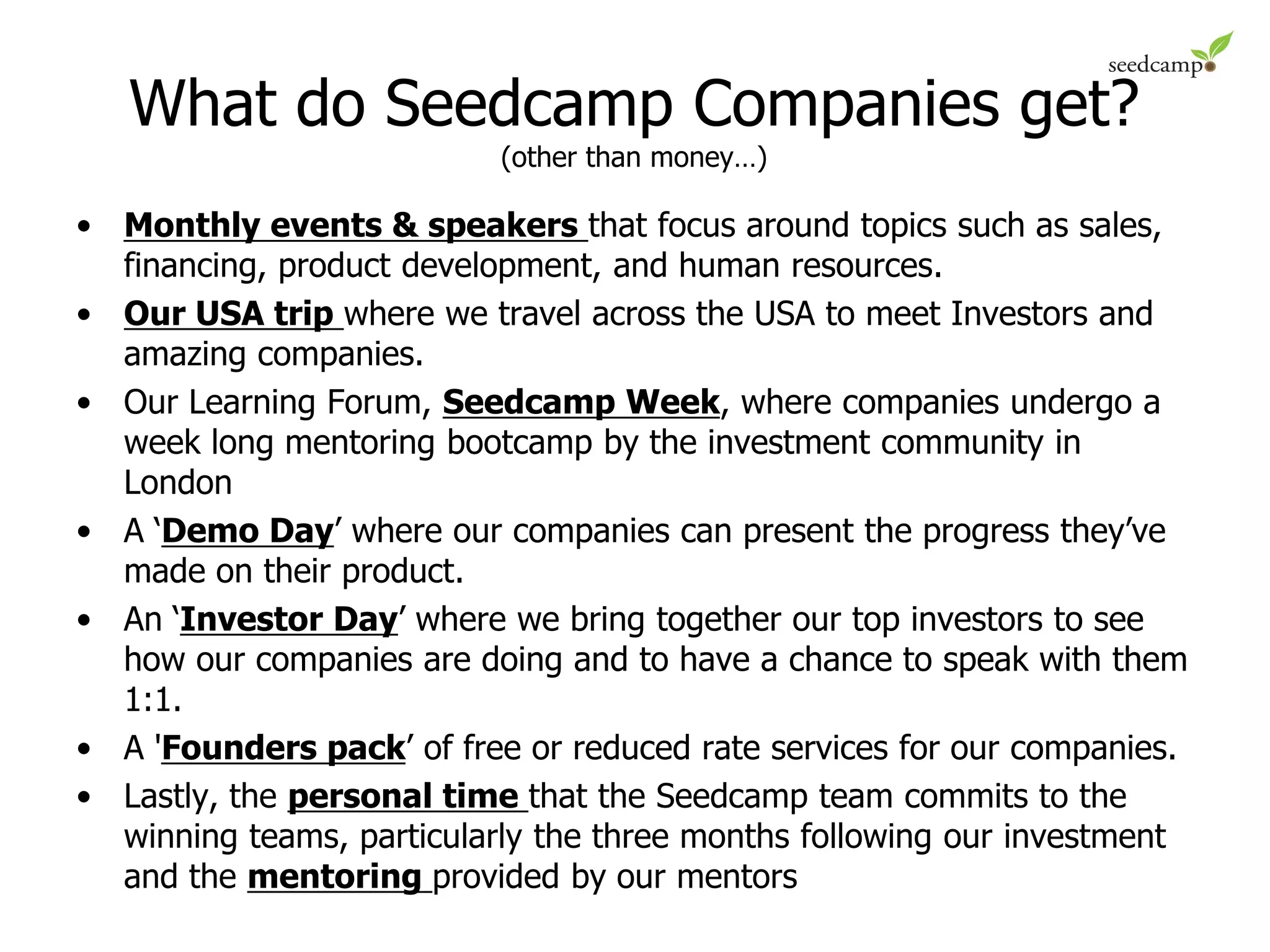SeedCamp Overview TISEE | PPT