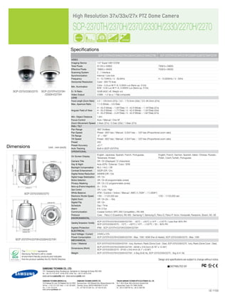 Samsung Techwin SCP-2270 Data Sheet | PDF
