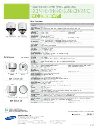 Samsung Techwin SCP-3430H Data Sheet | PDF