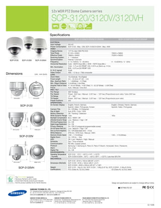 Samsung Techwin SCP-3120 Data Sheet | PDF