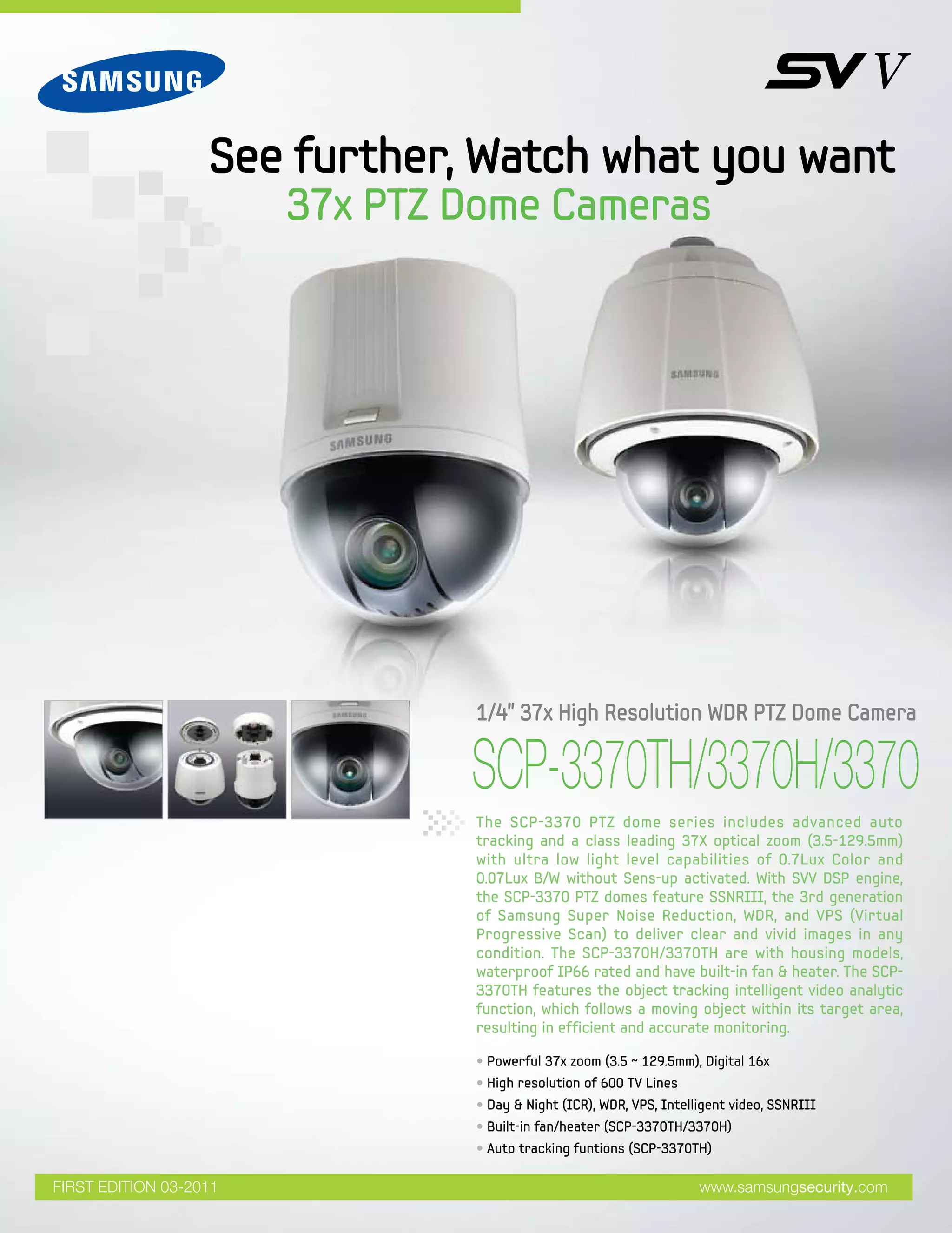 Samsung Techwin SCP-3370H Data Sheet | PDF