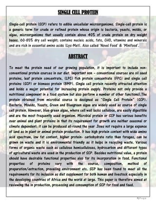 SINGLE CELL PROTEIN | PDF | Chemistry | Science