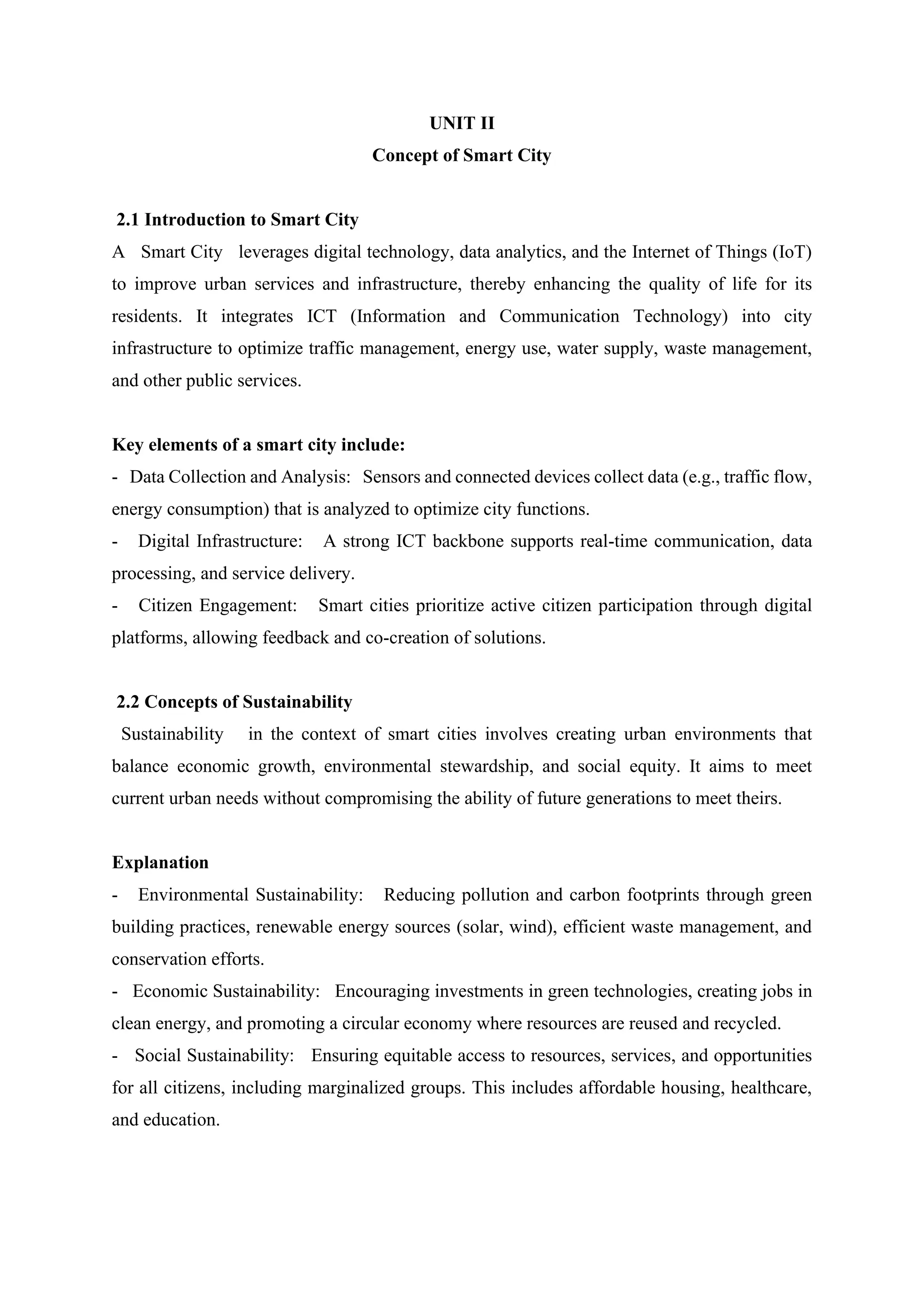 Smart Cities Planning and Management UNIT2 NOTES | PDF
