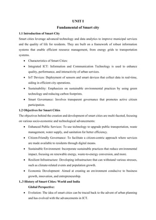 Smart Cities Planning and Management UNIT1 NOTES | PDF