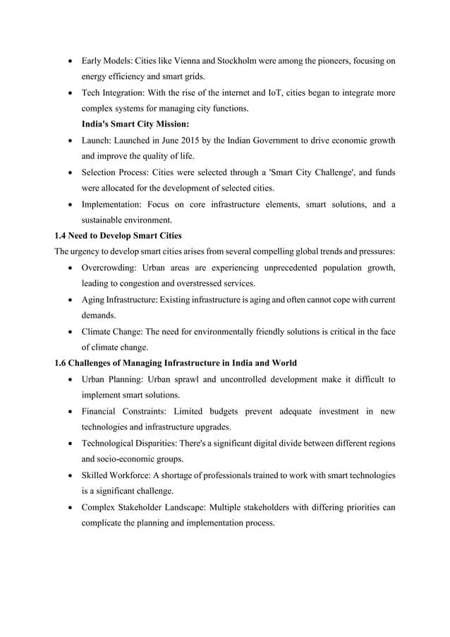 Smart Cities Planning and Management UNIT1 NOTES | PDF