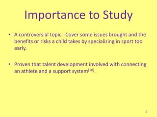 Children Specialising in Sports: How Young is Too Young? | PPTX