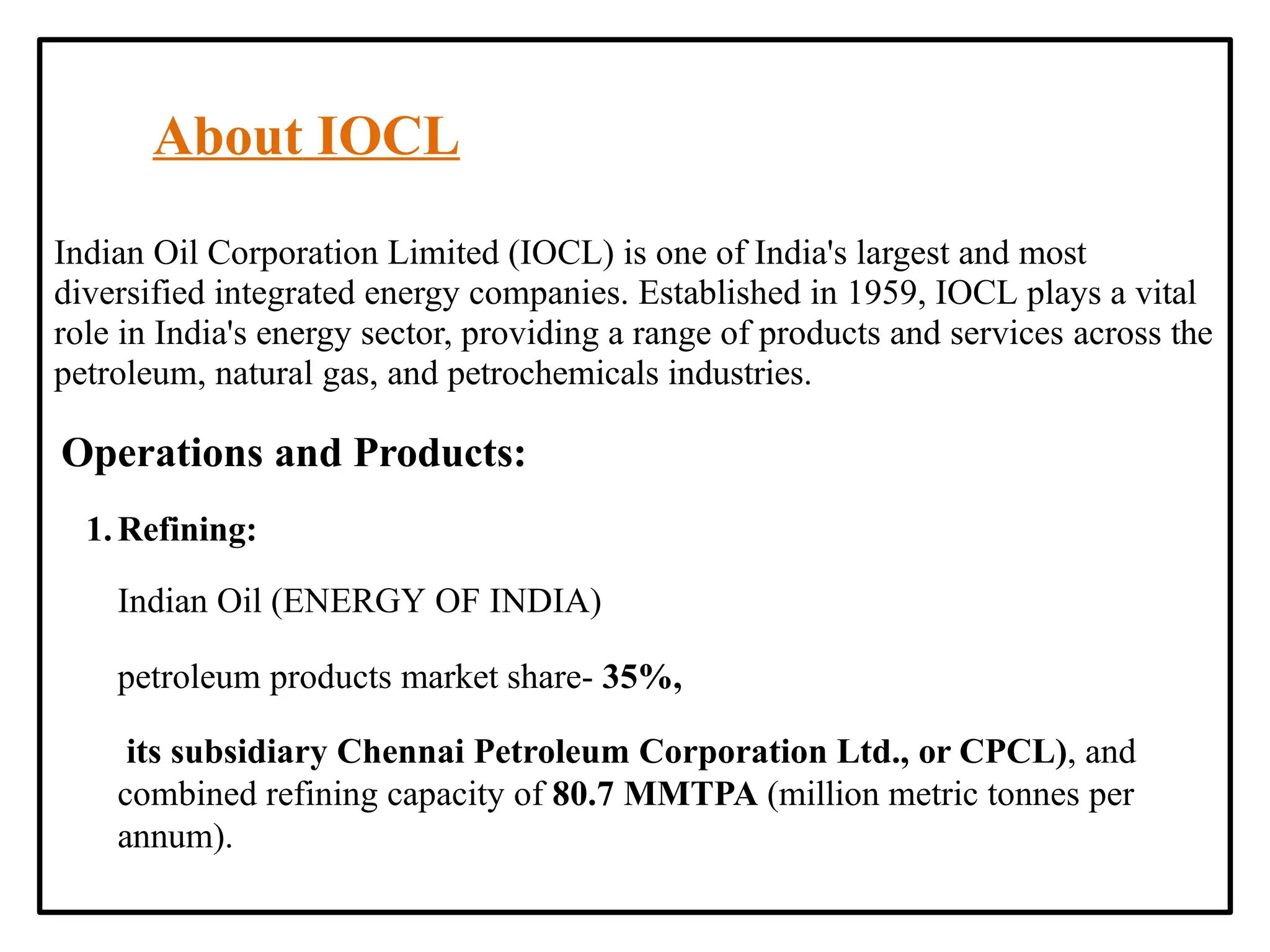 Iocl mathura presentation report summer. | PPT