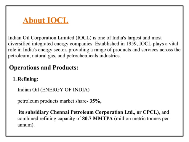 Iocl mathura presentation report summer. | PPT