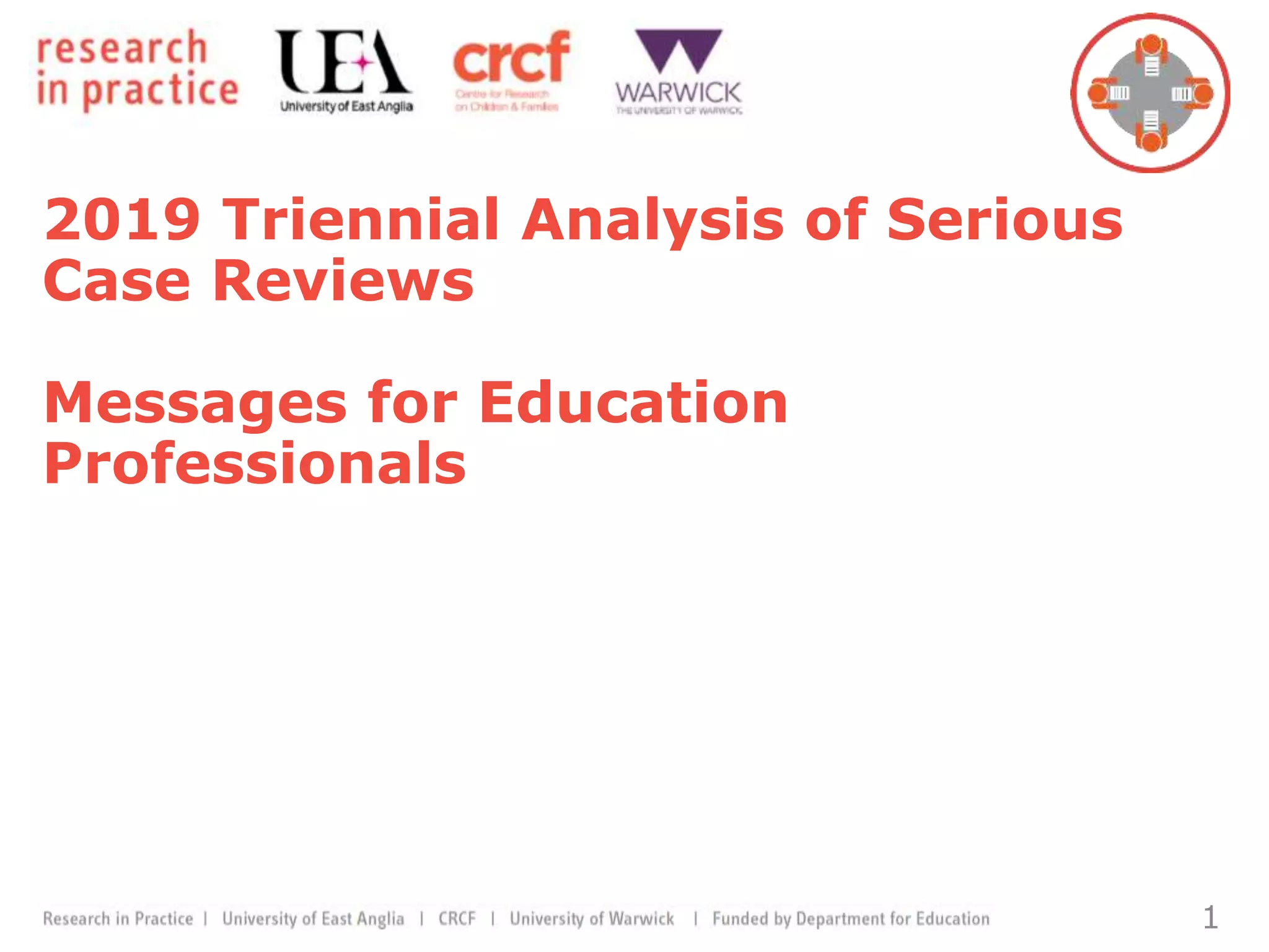 2019 Triennial Analysis of Serious Case Reviews: Key messages for ...