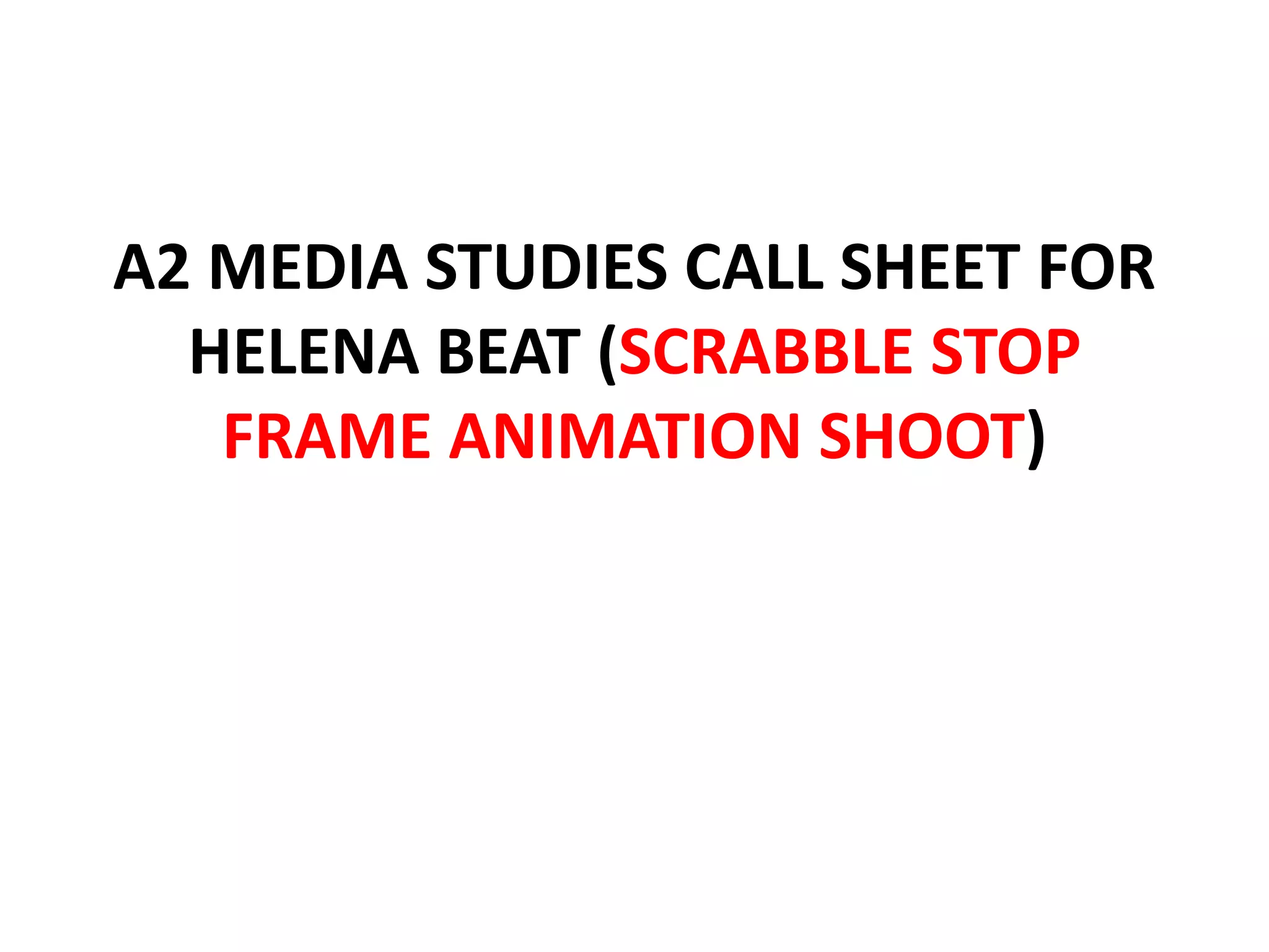Scrabble call sheet | PPTX