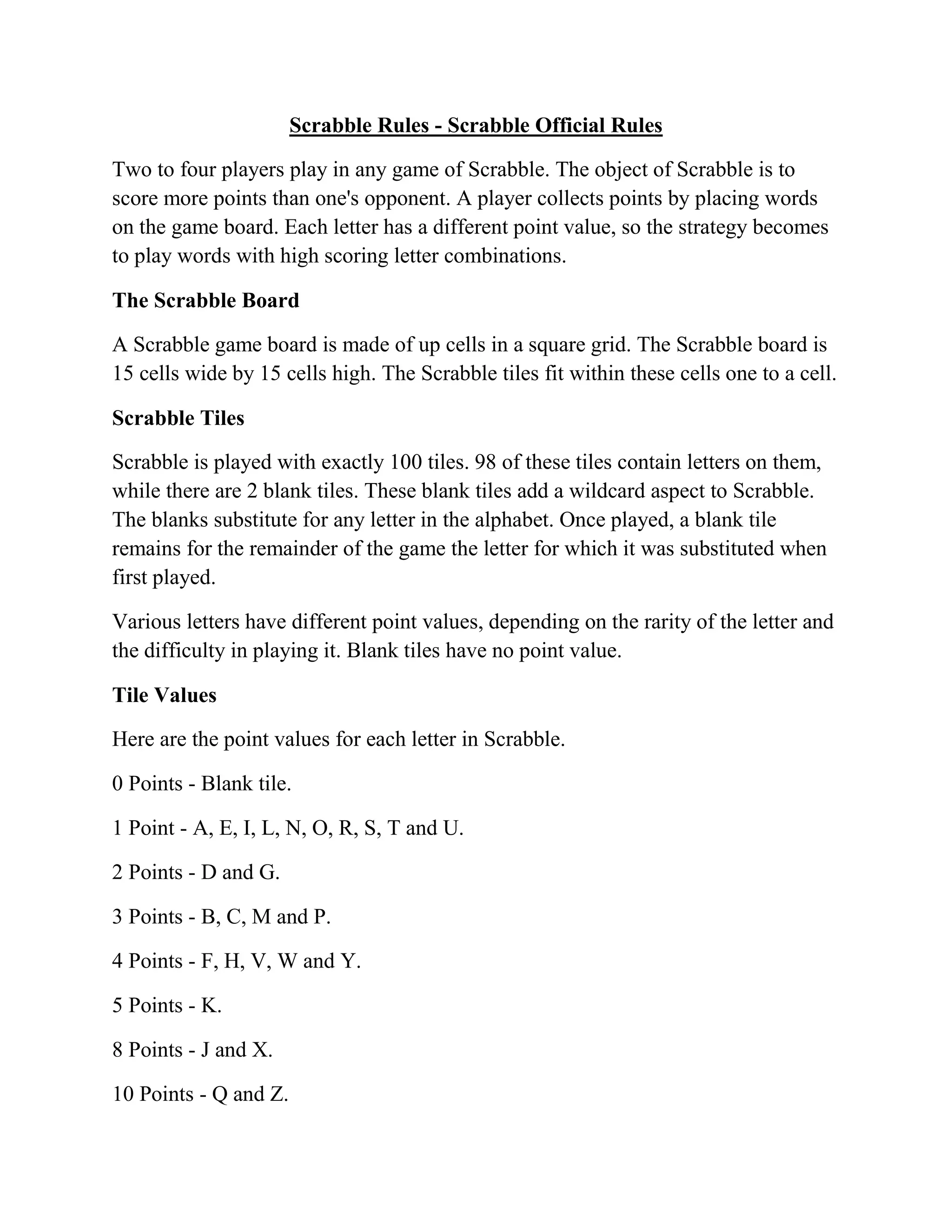 Scrabble rules | DOCX