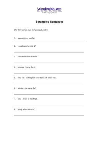 Scrambled sentences | PDF
