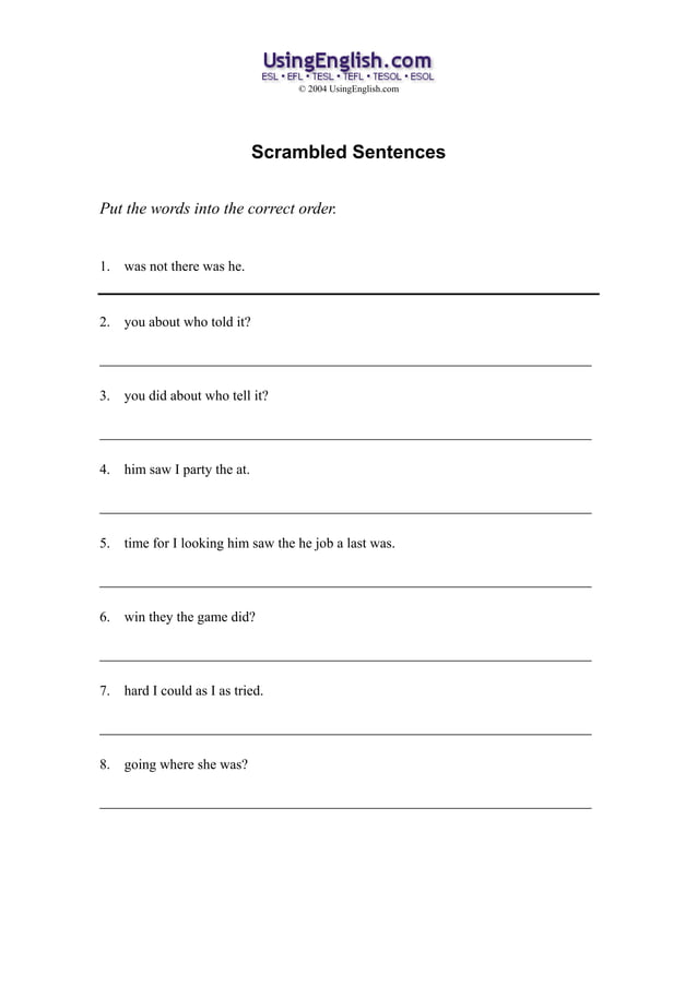 Scrambled sentences | PDF