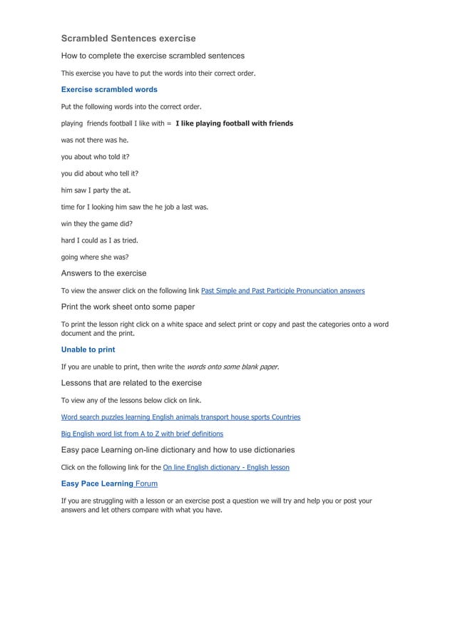 Scrambled sentences | DOC