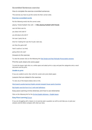 Scrambled sentences | PDF