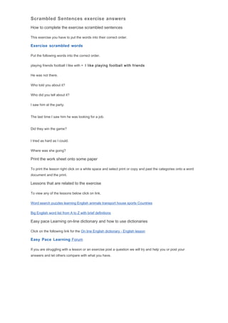 Scrambled sentences-answers | DOC