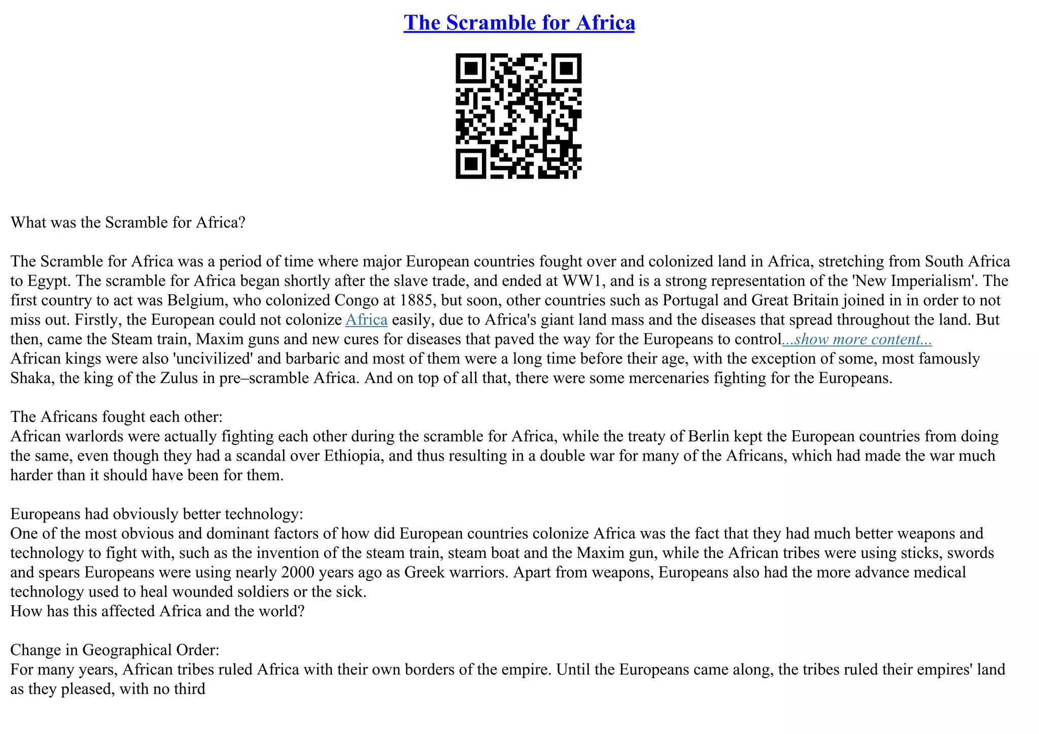 Scramble For Africa | PDF