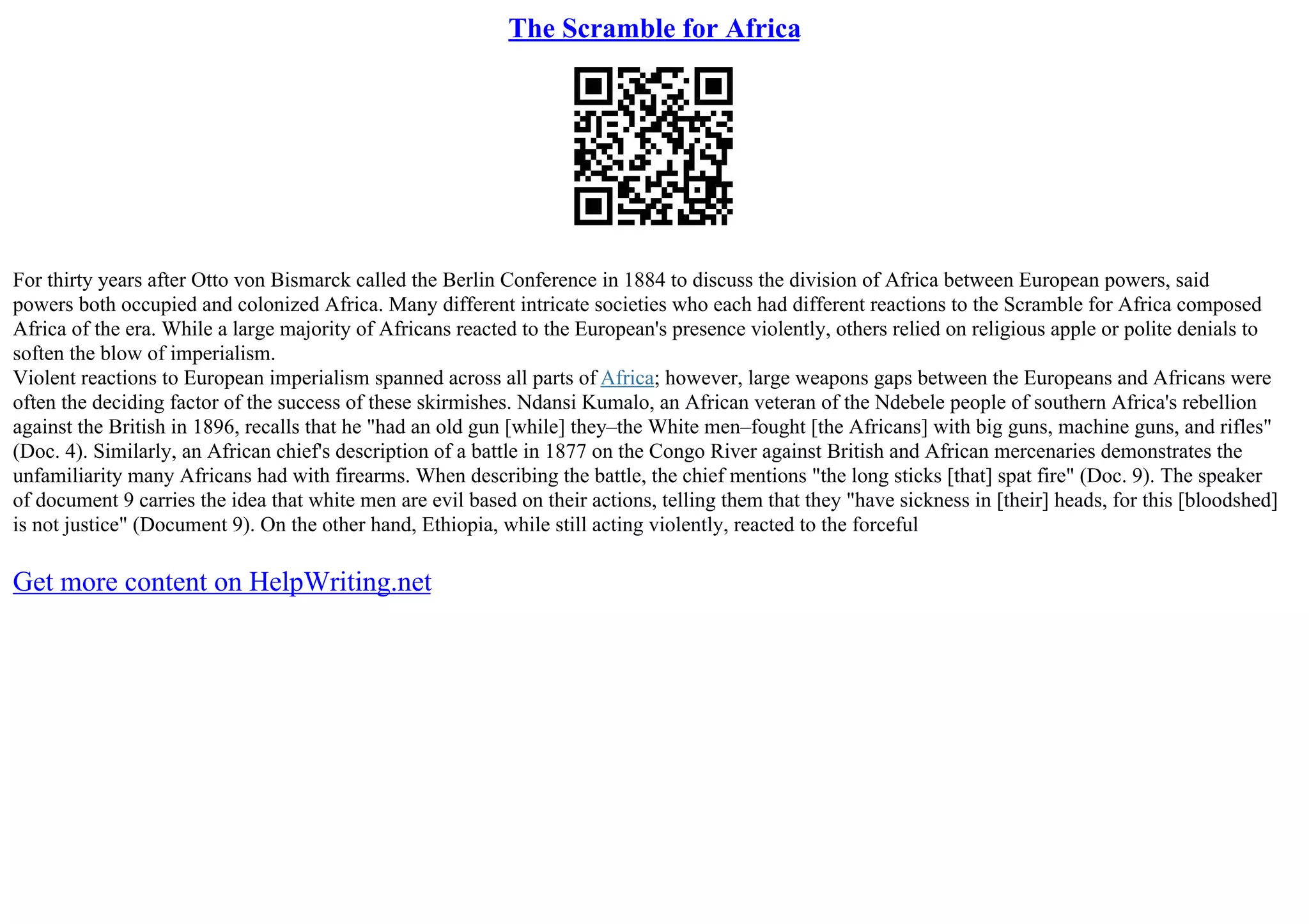 Scramble For Africa | PDF