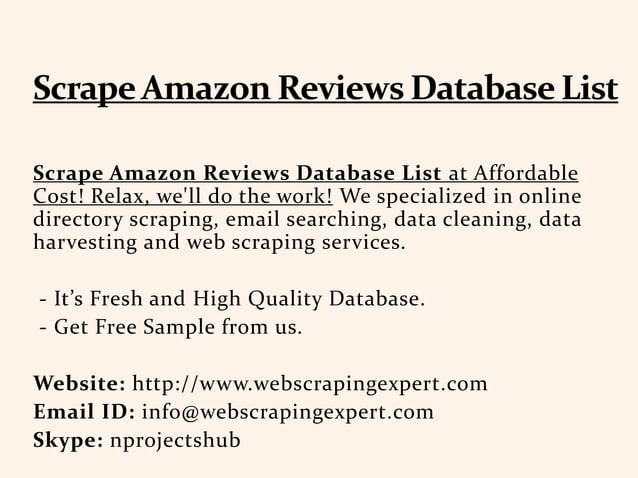 Scrape Amazon Reviews Database List | PPT
