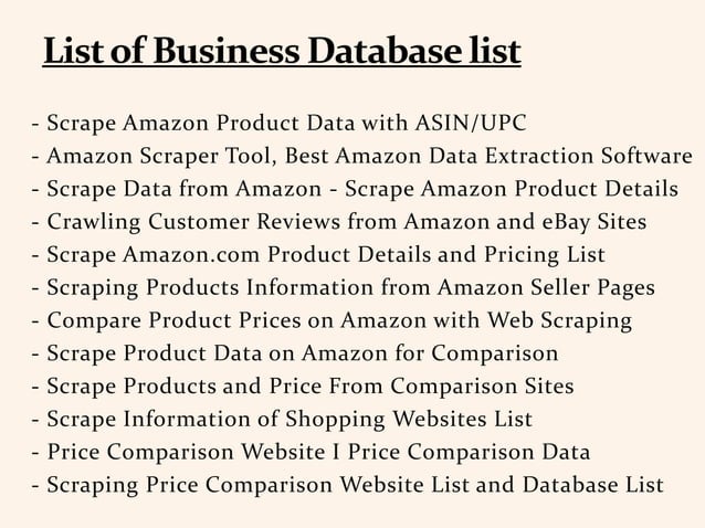 Scrape Amazon Reviews Database List | PPT