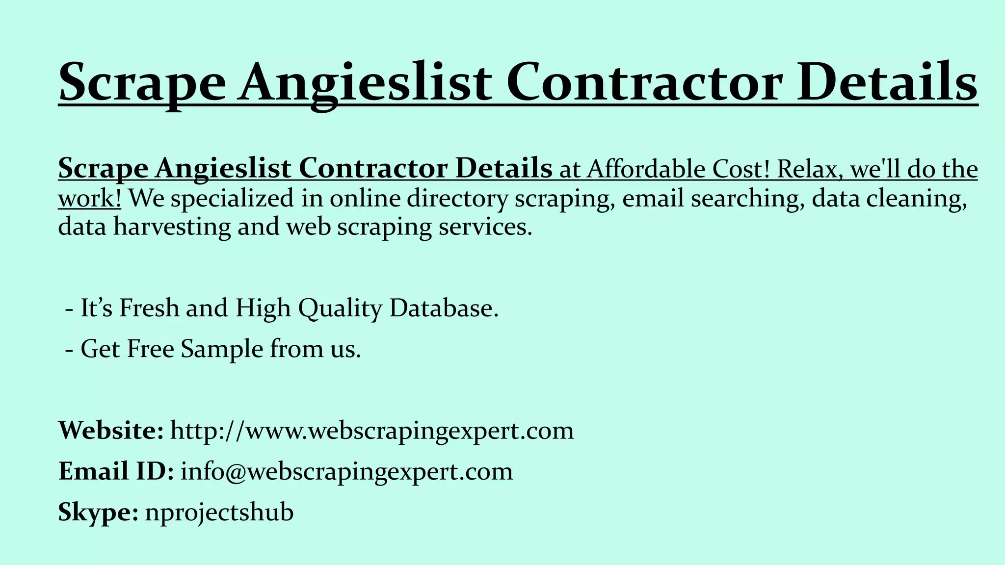 Scrape Angieslist Contractor Details | PPT