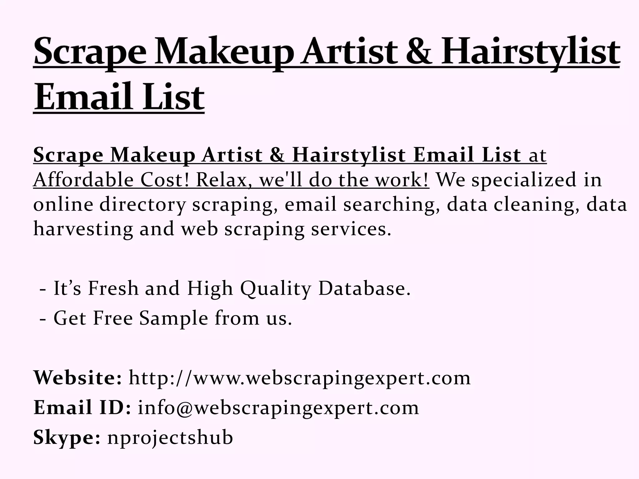 Scrape Makeup Artist & Hairstylist Email List | PPT