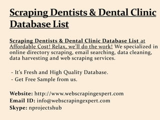Scraping Dentists & Dental Clinic Database List | PPT