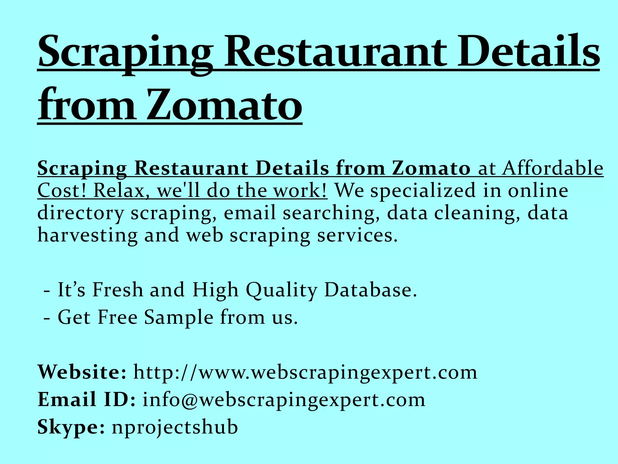 Scraping Restaurant Details from Zomato | PPT