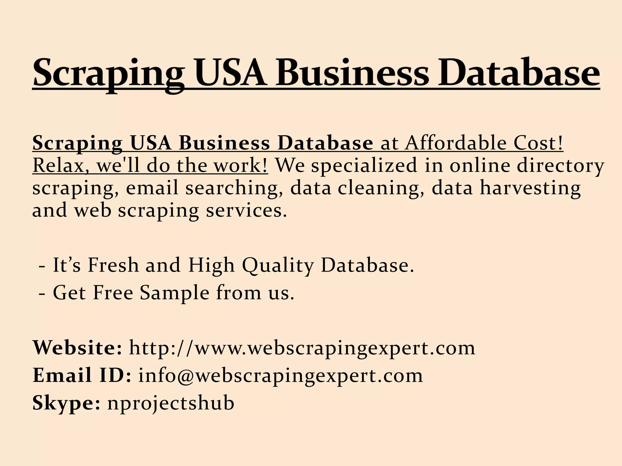 Scraping USA Business Database | PPTX