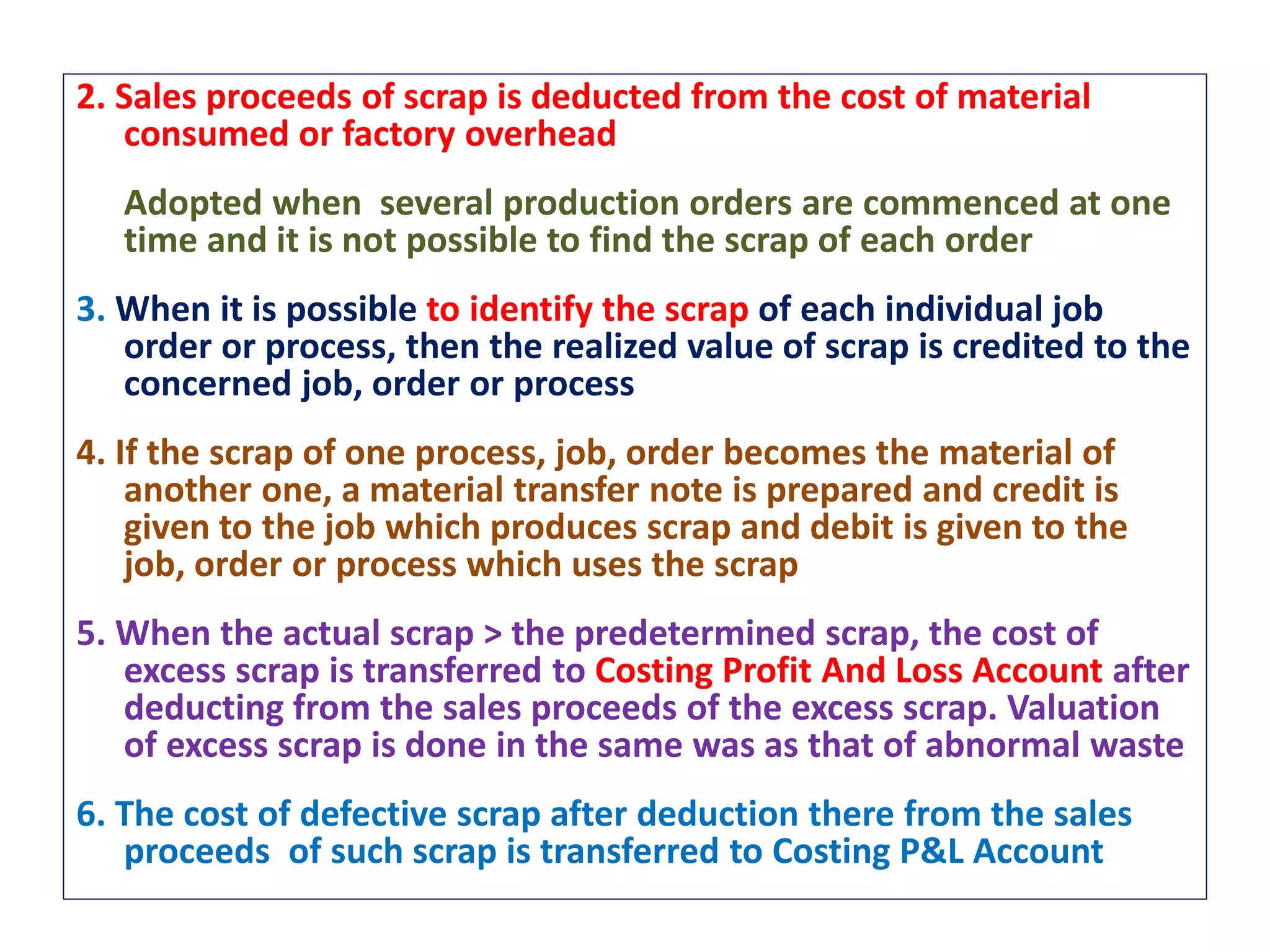 Scrap waste spoilage in costing | PPTX
