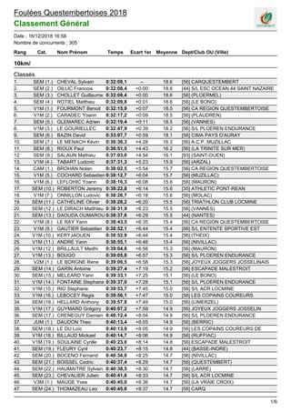 Questembert. Le classement des Foulées | PDF