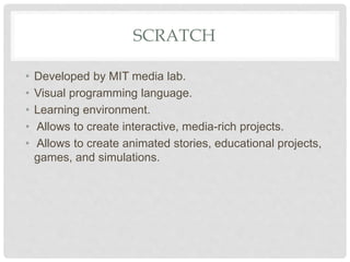 Start developing projects with Scratch Programming | PPTX