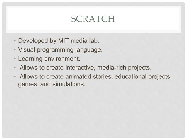 Start developing projects with Scratch Programming | PPT
