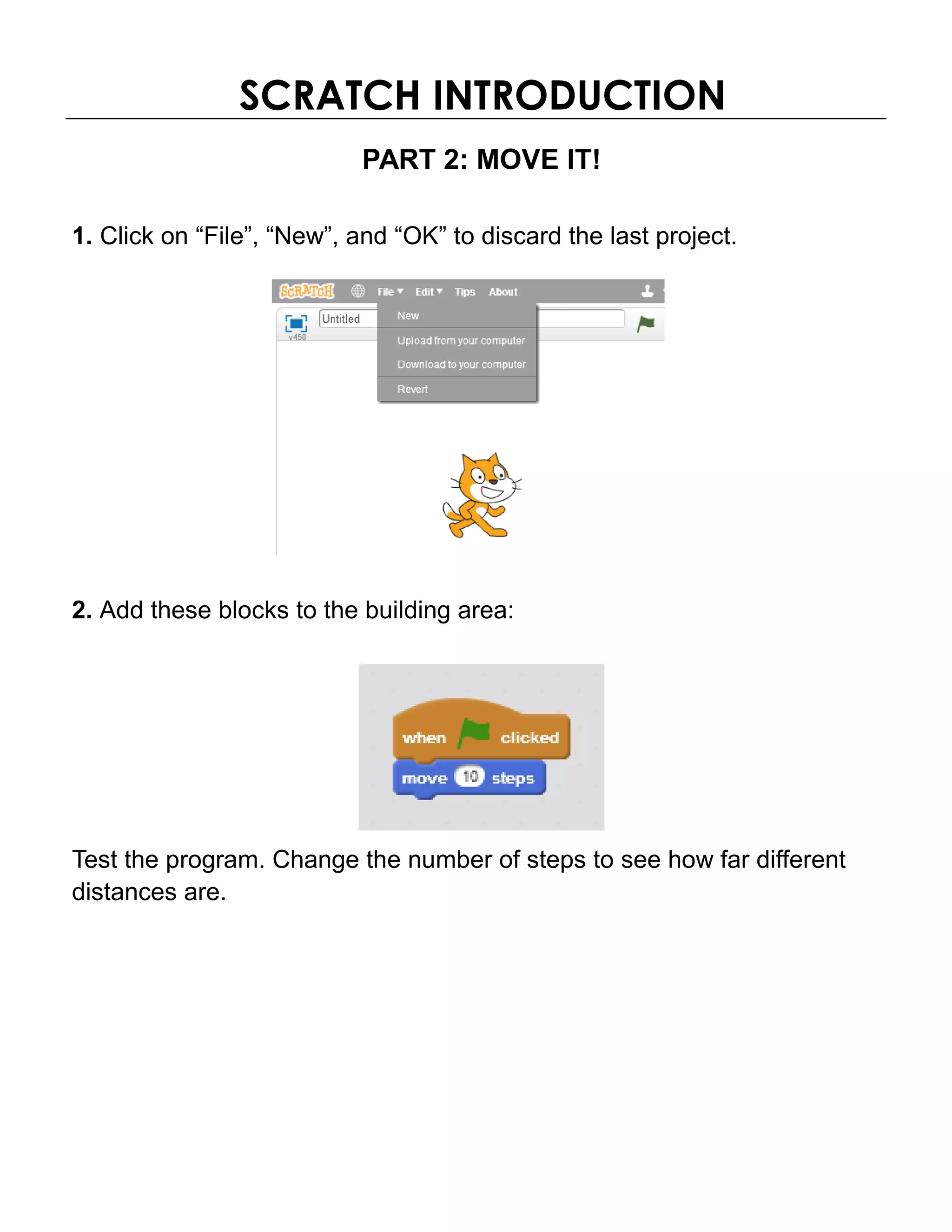 Coding Camp Day 4 Scratch Introduction Packet | PDF