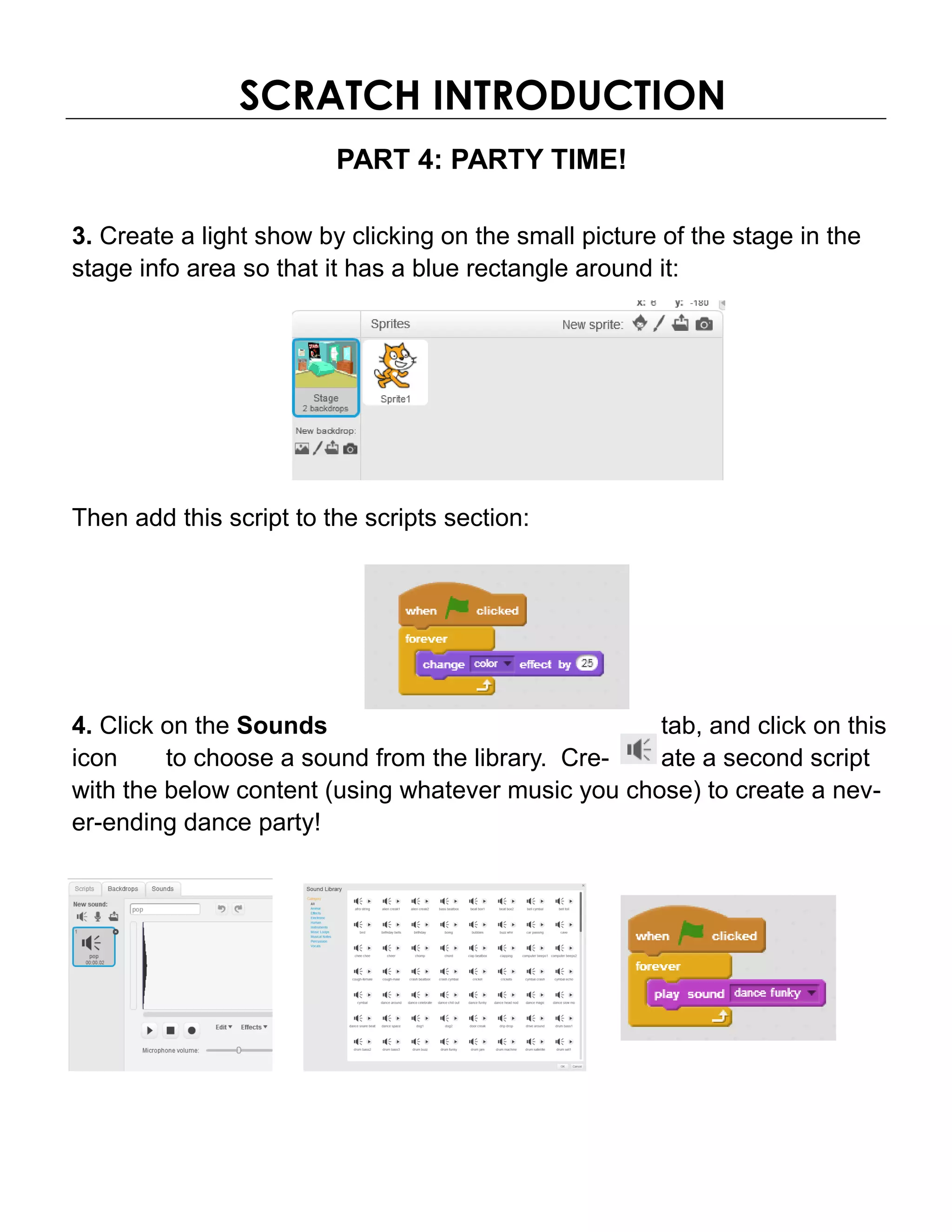 Coding Camp Day 4 Scratch Introduction Packet | PDF