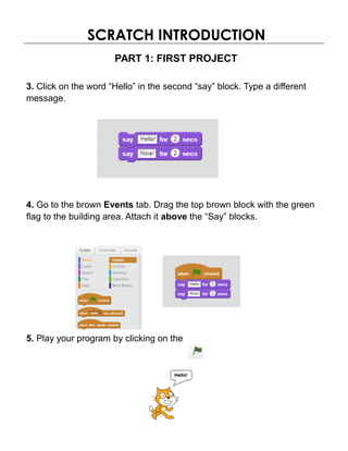 Coding Camp Day 4 Scratch Introduction Packet | PDF