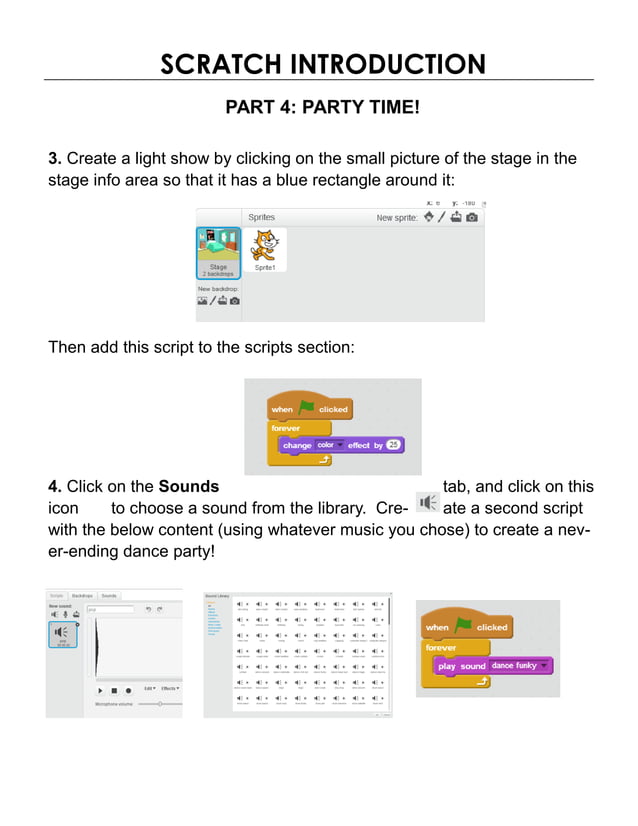 Coding Camp Day 4 Scratch Introduction Packet | PDF